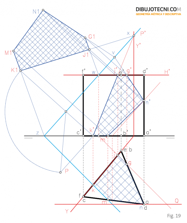Sección plana del prisma. · Dibujo Técnico